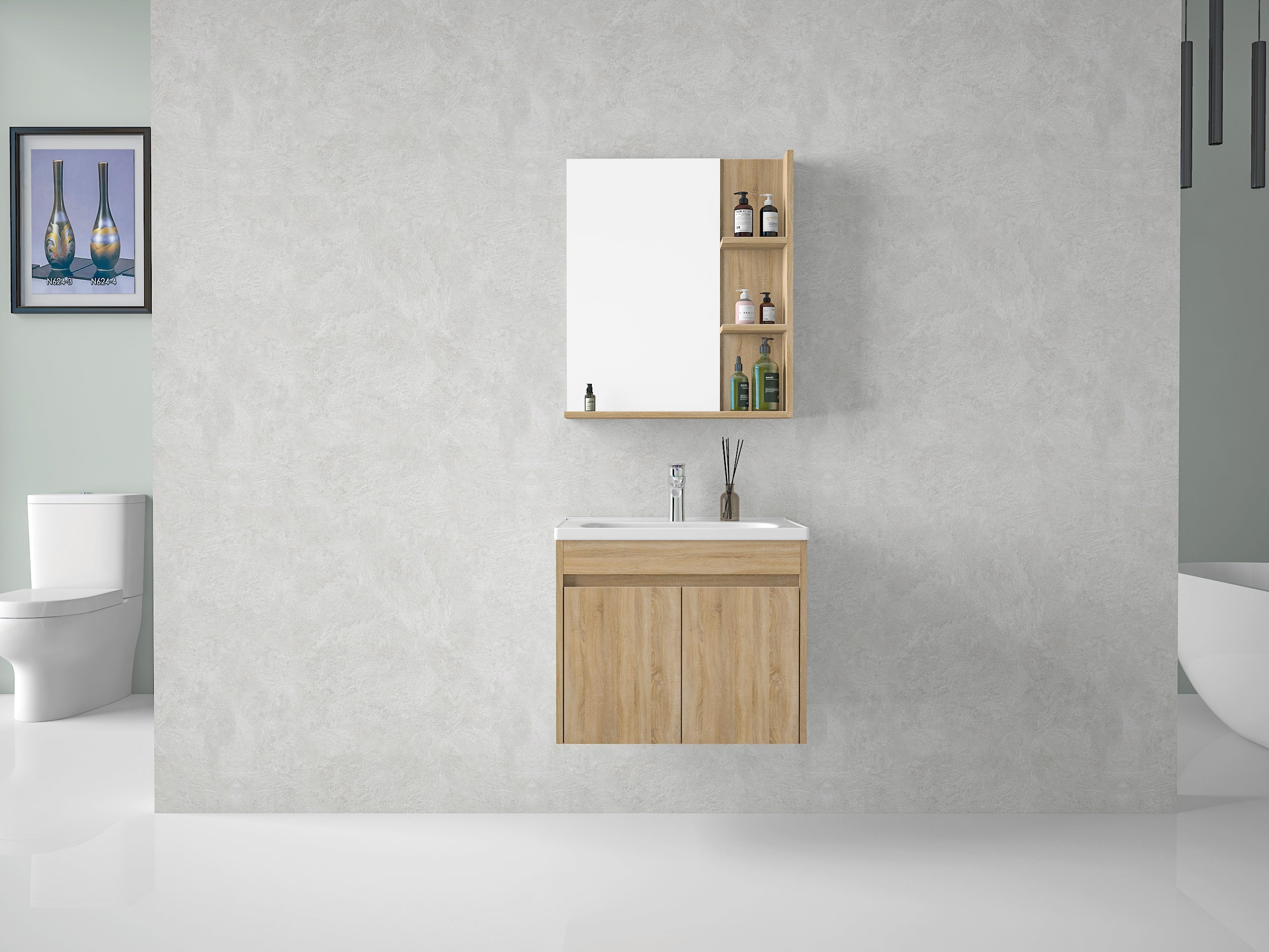 CY-006-600 PLYWOOD VANITY (CABINET, CER BASIN,MIRROR) – Creative ...